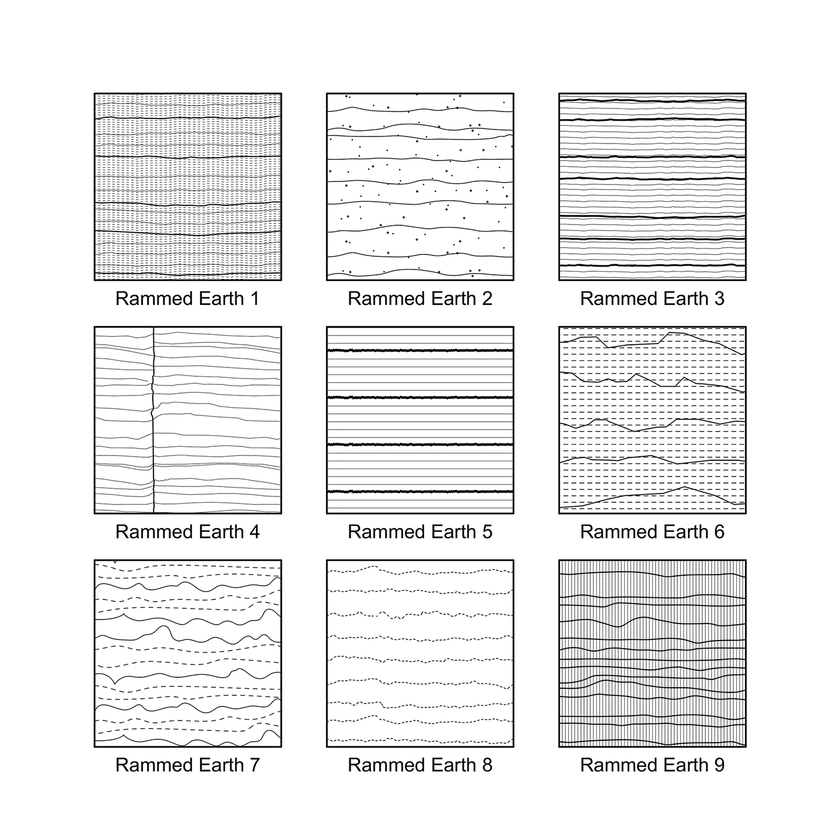 ArchiCAD Vector Fills - Rammed Earth Surface Patterns