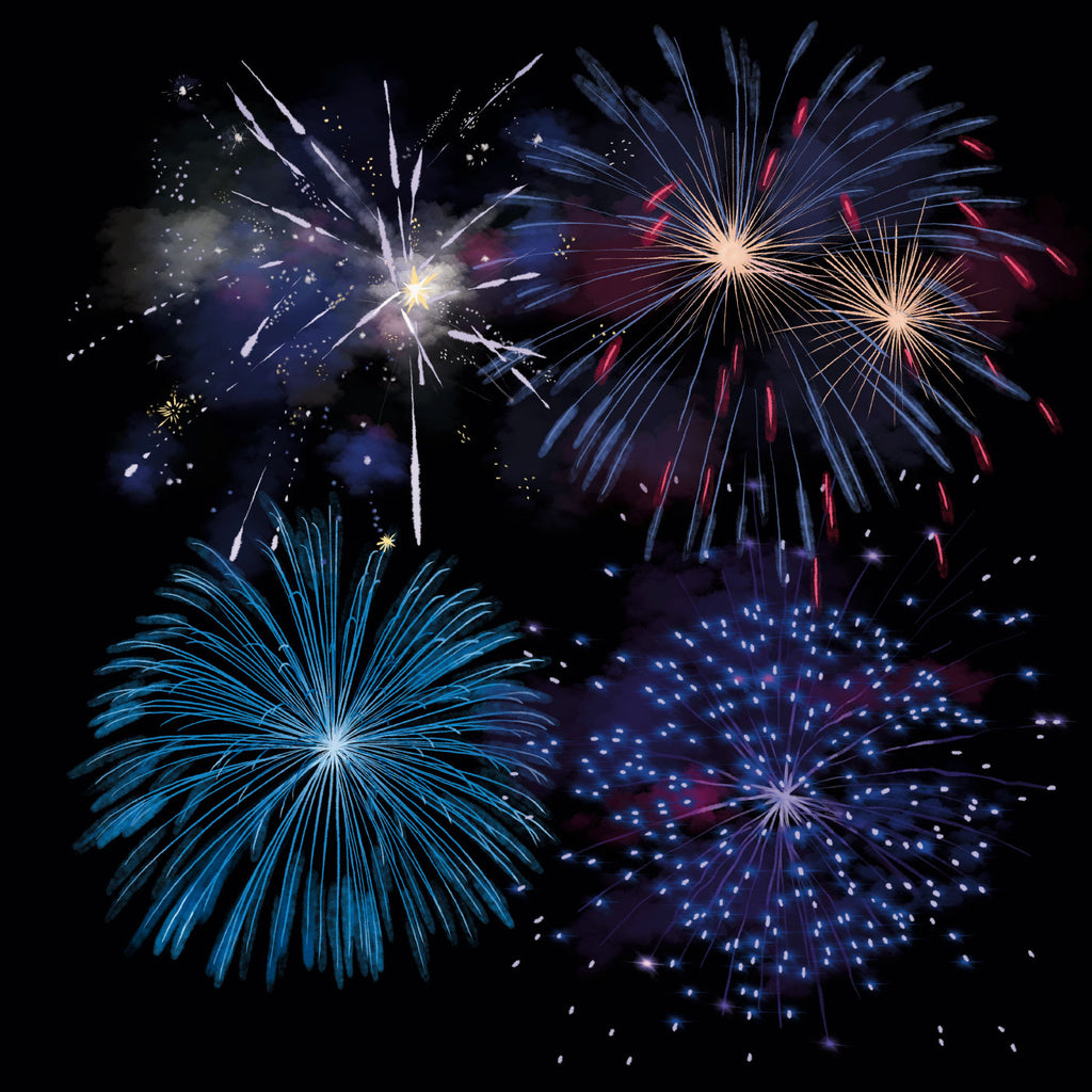 Hand-Drawn Firework Illustrations for Collages & Drawings