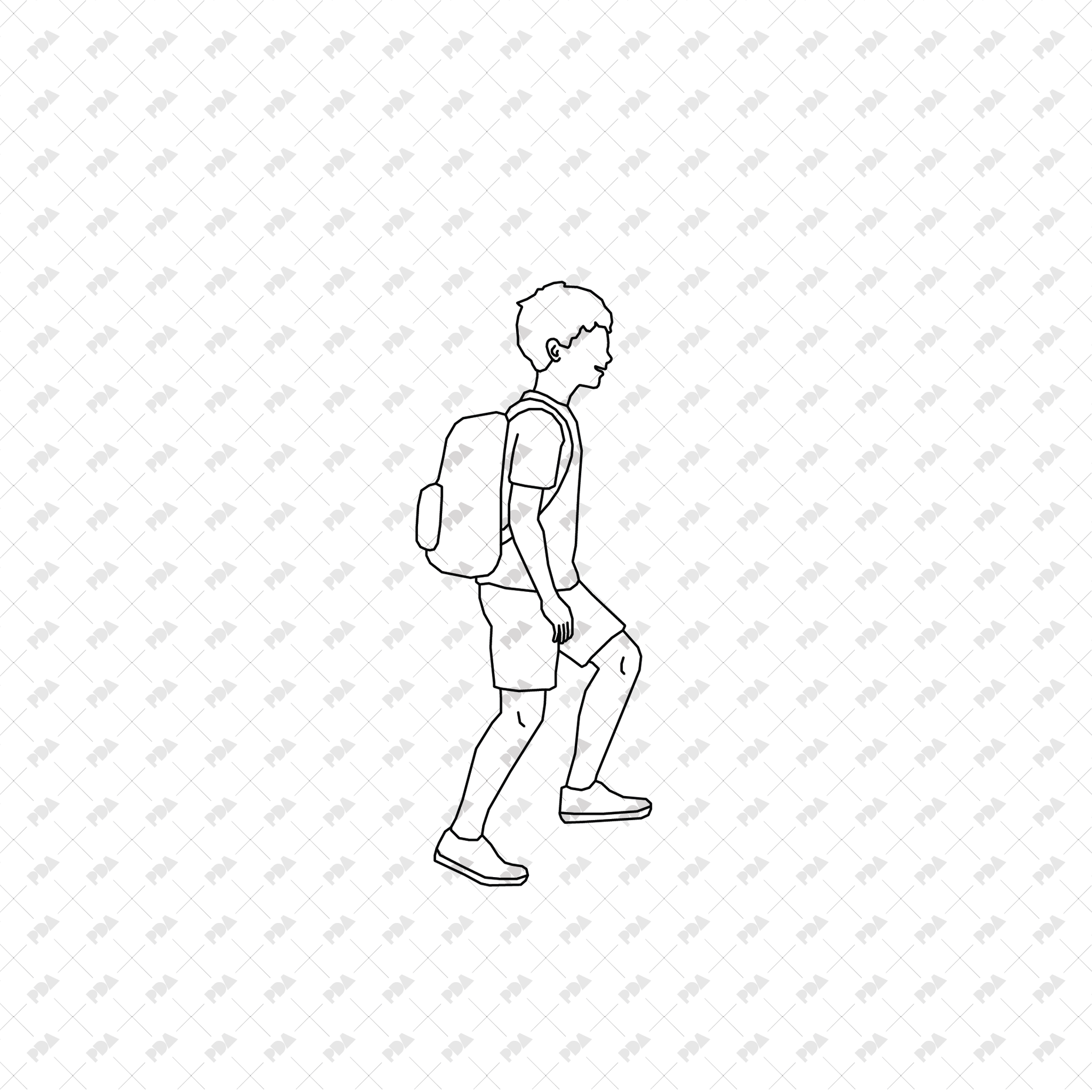 CAD, Vector, PNG People Going Up and Down Stairs in Side View