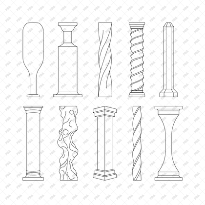 CAD, Vector Modern Columns Set
