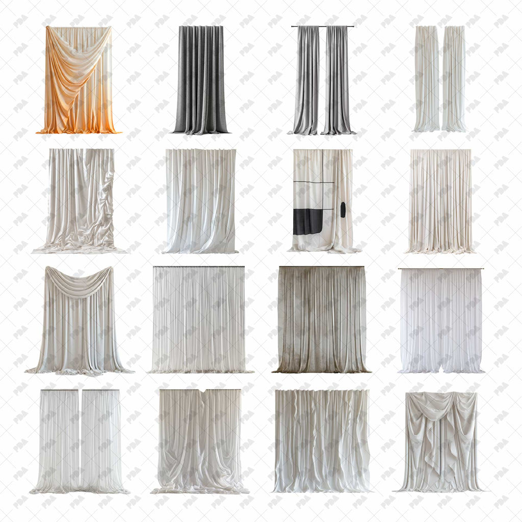 PNG Cutout Curtains for Architectural Drawings & Collages