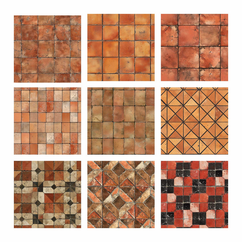 Seamless Terracotta Tile Patterns for Illustrator Designs