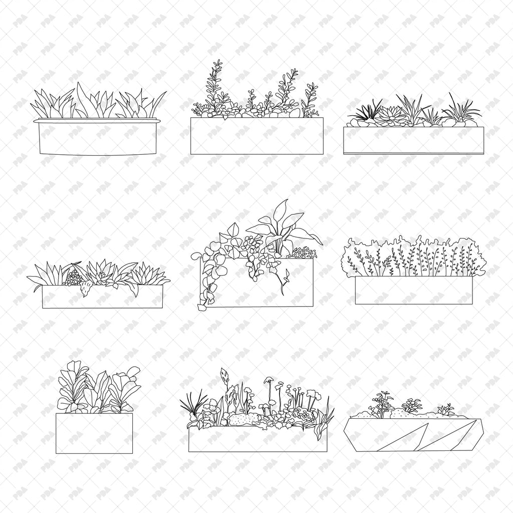 CAD, Vector Street Urban Plants in Planters