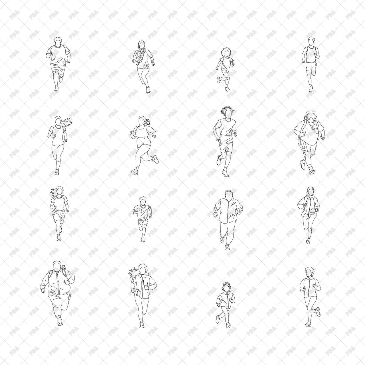 CAD Vector Running & Jogging Characters for Drawings