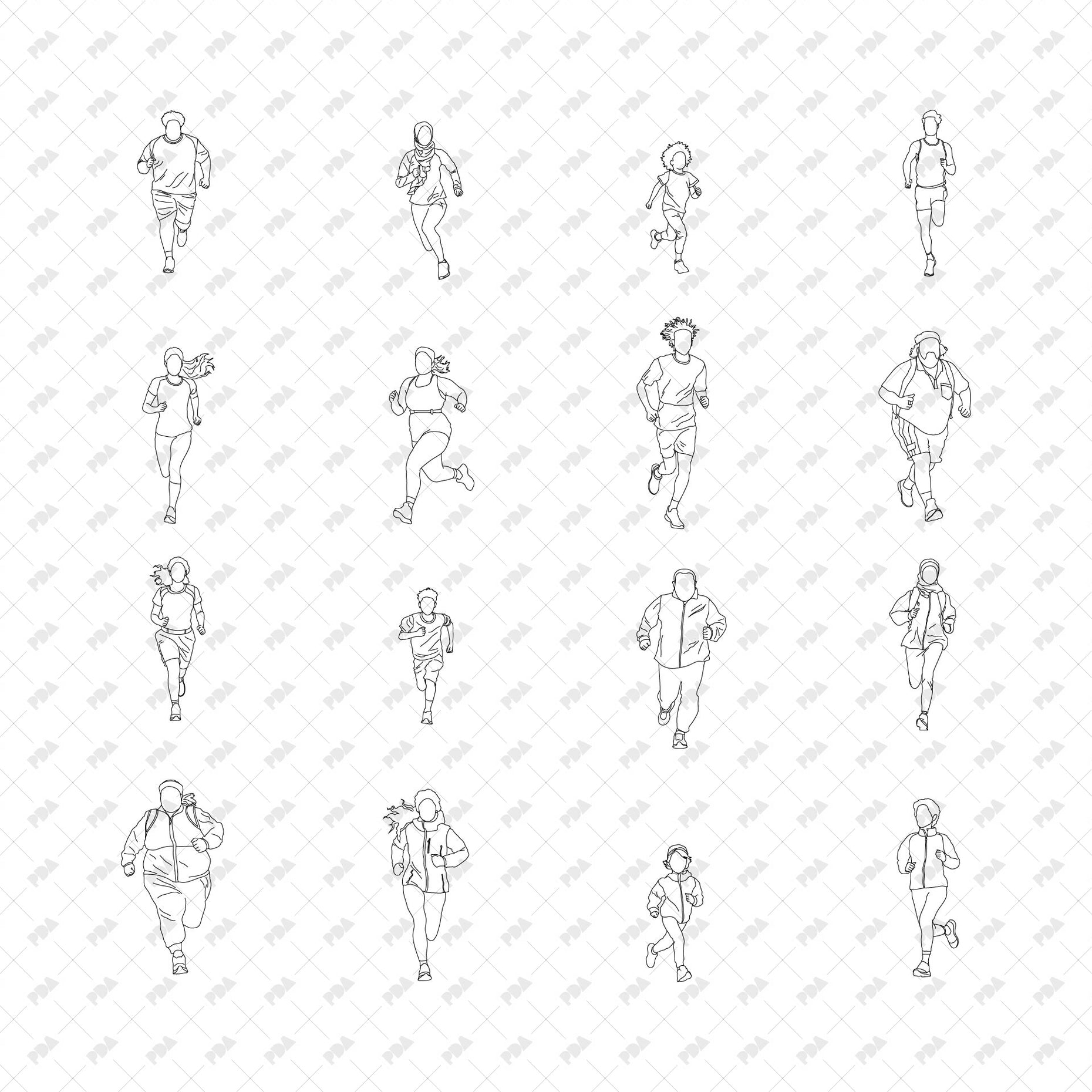 CAD Vector Running & Jogging Characters for Drawings