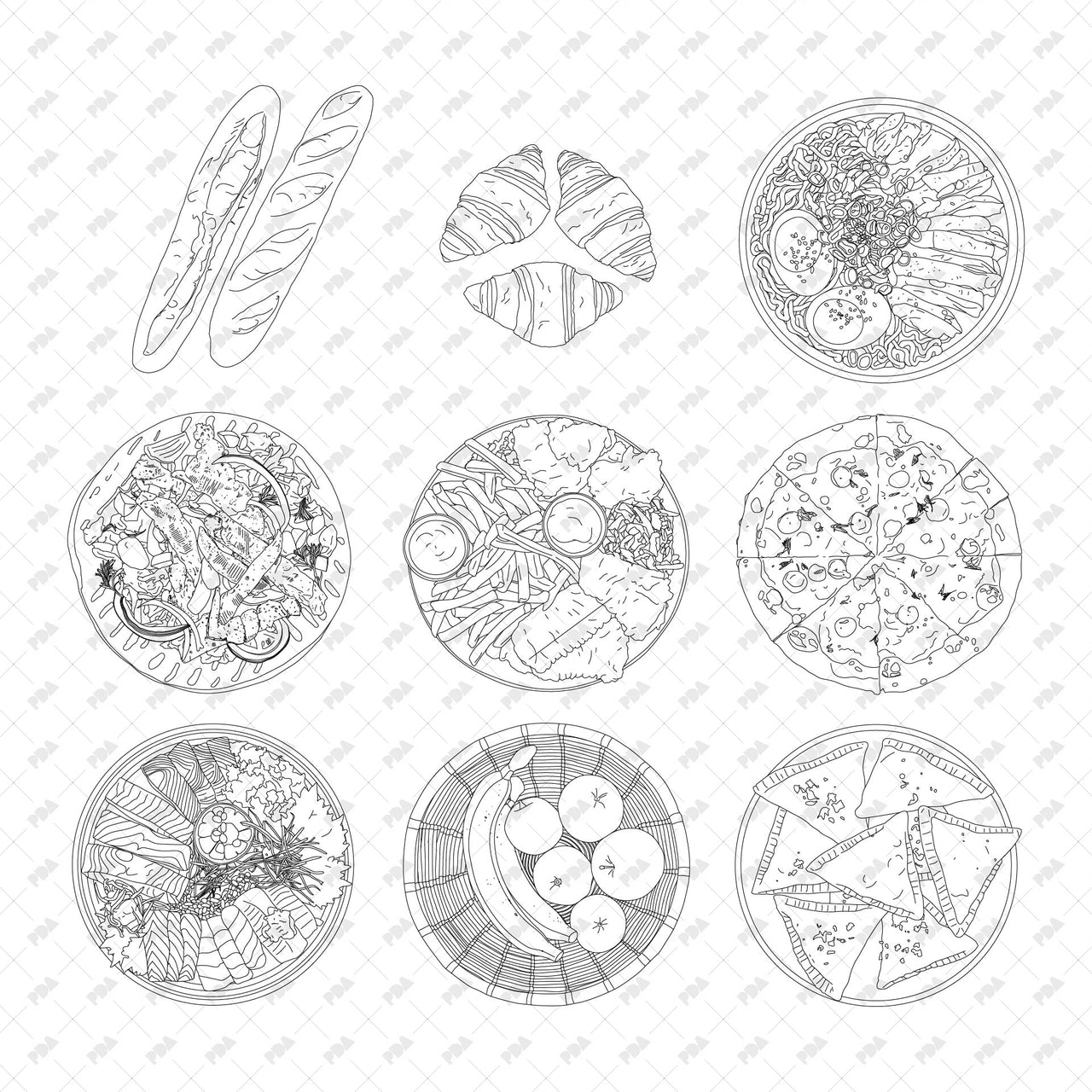 CAD Vector Delicious Foods Set for Collages & Renderings