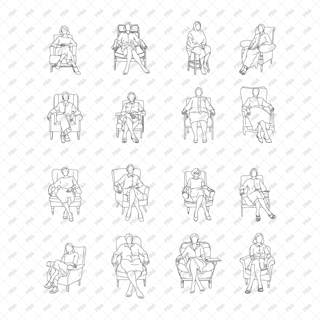 Women Sitting in Chairs Vector Set – Post Digital Architecture