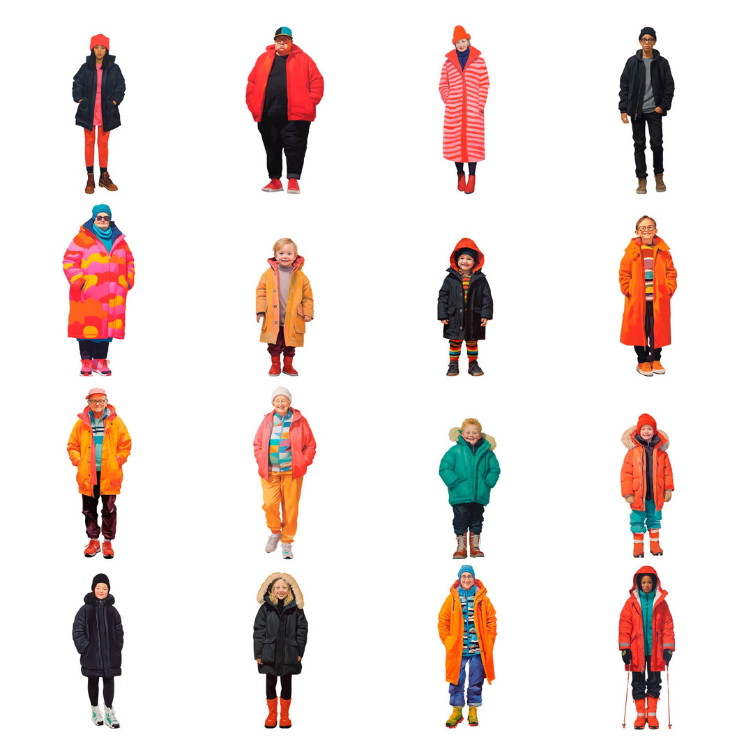 PNG Post Digital Collage Winter People Set