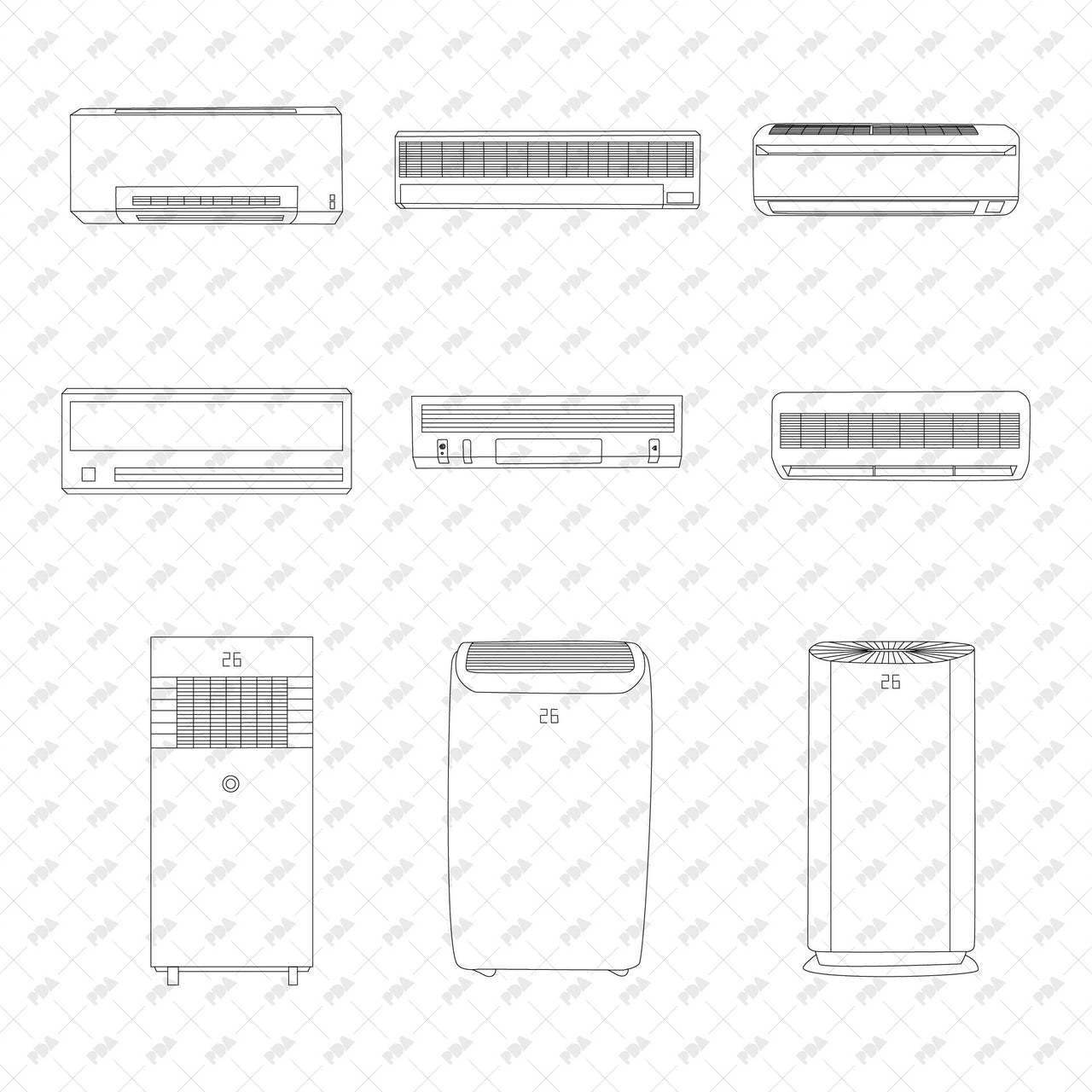 CAD, Vector Air Conditioners Set