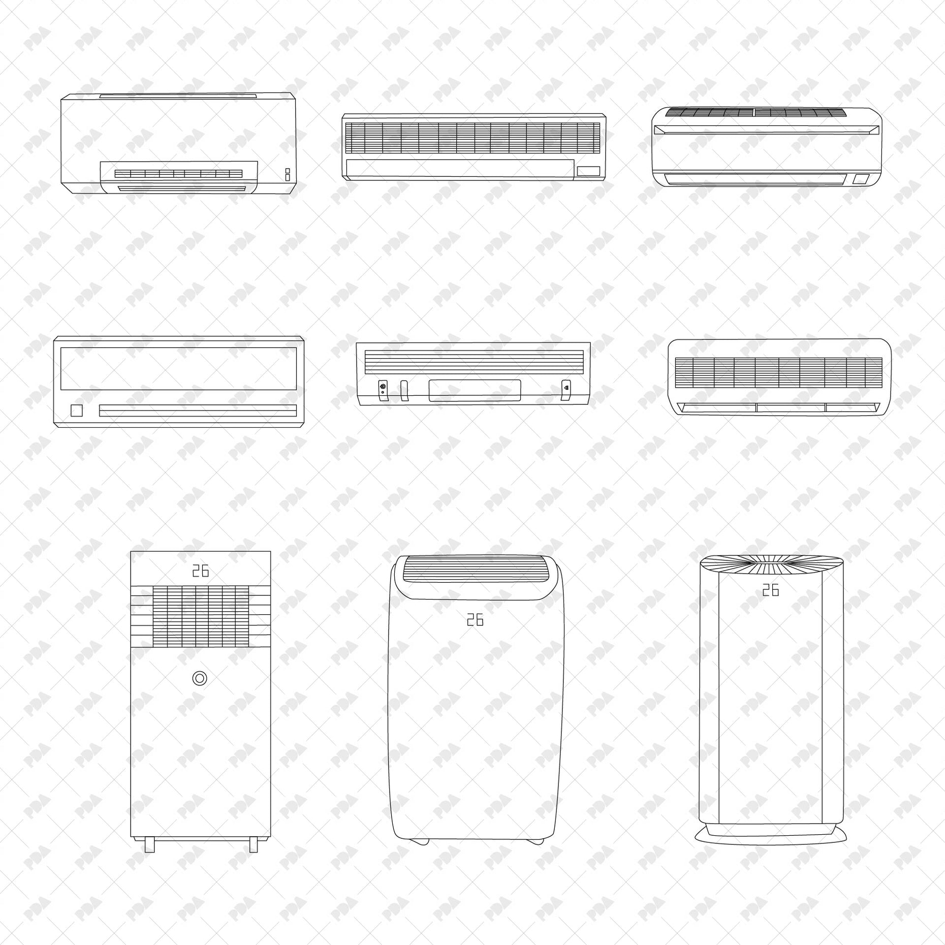 CAD, Vector Air Conditioners Set
