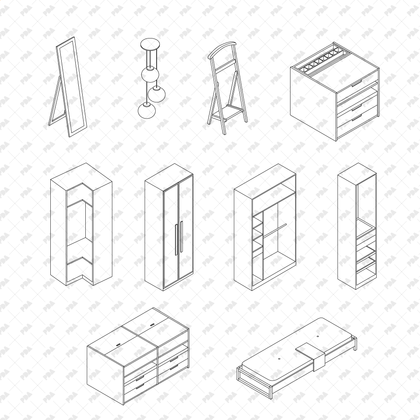 CAD, Vector Isometric Wardrobe Set | Post Digital Architecture