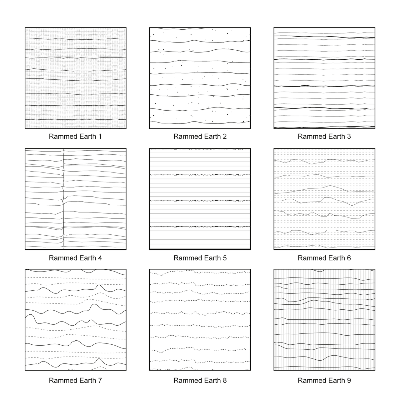 Illustrator Pattern Library - Rammed Earth Patterns