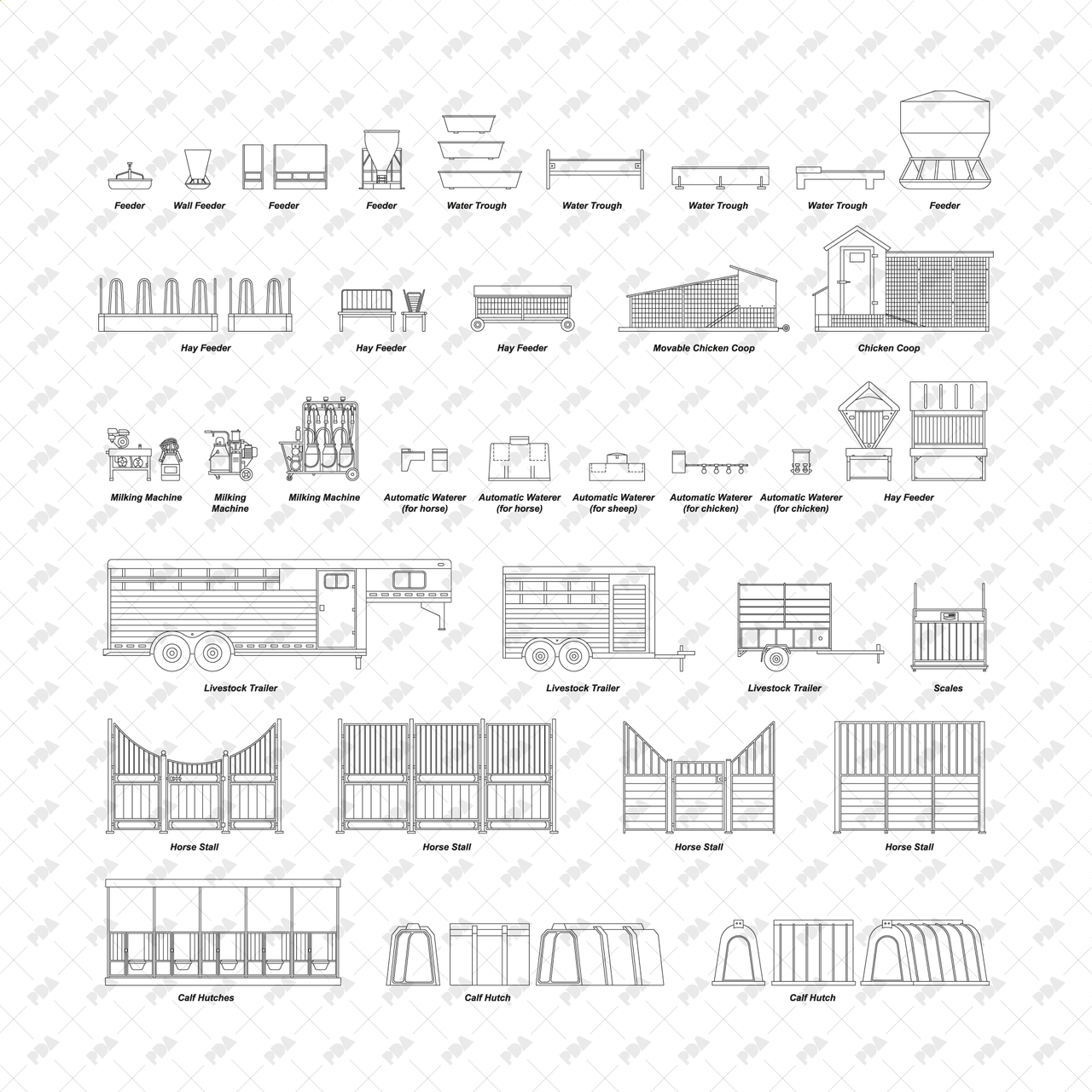 CAD, Vector Farm Equipment Set – Post Digital Architecture
