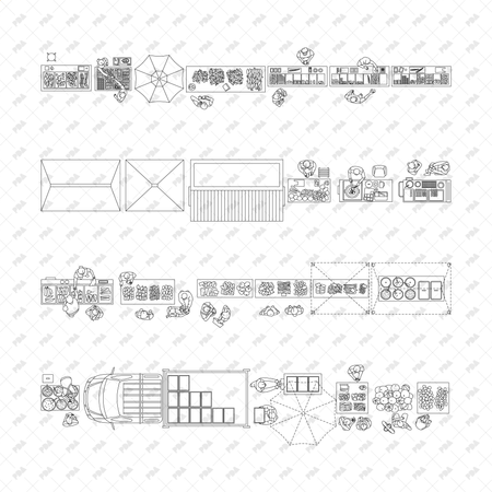CAD, Vector All You Need for a Farmers' Market Design (Top view) | Post ...
