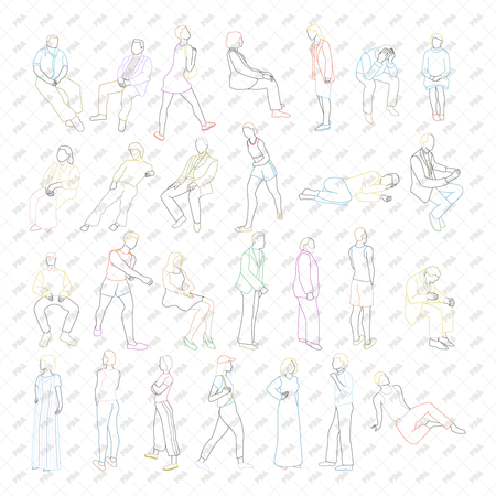 CAD, Vector, PNG Line Art Characters Inspired by David Hockney | Post ...