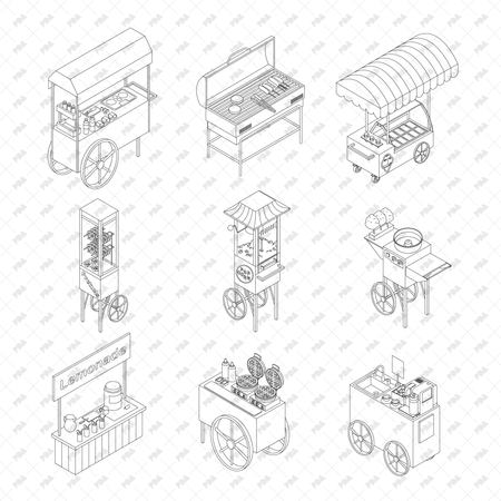CAD, Vector Isometric Food Carts | Post Digital Architecture