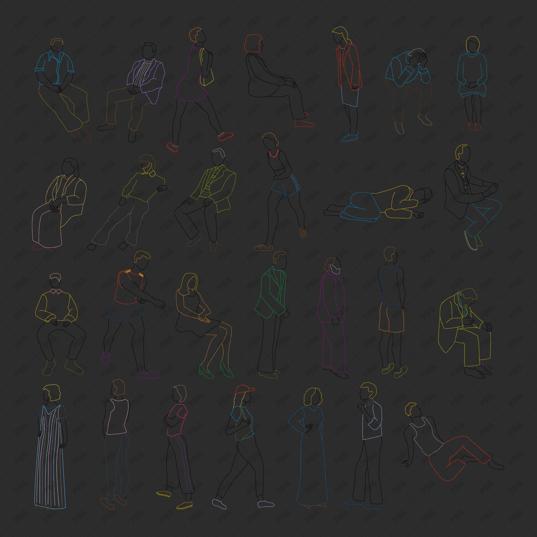 CAD, Vector, PNG Line Art Characters Inspired by David Hockney | Post ...