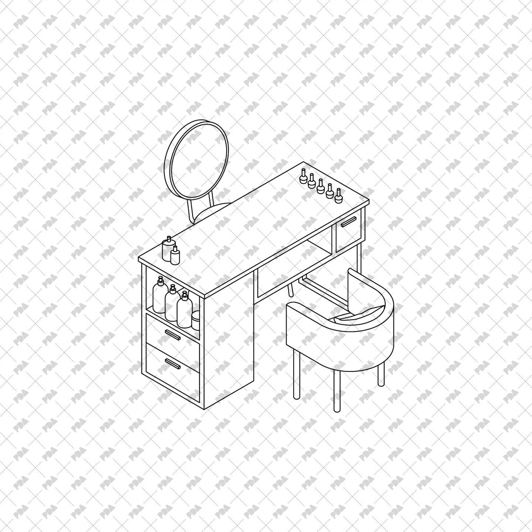 Isometric Pool & Spa Furniture CAD Vector Set