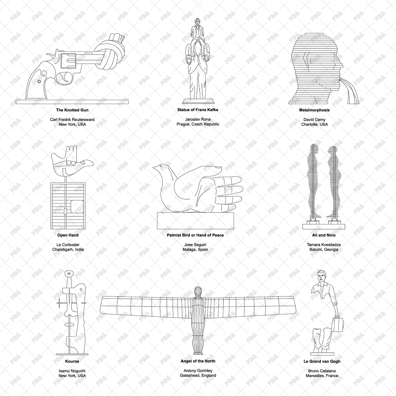 Esculturas e instalaciones de arte público en formato CAD, vectorial