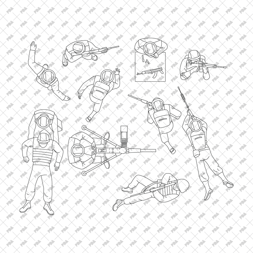 CAD, Vector People in Top View
