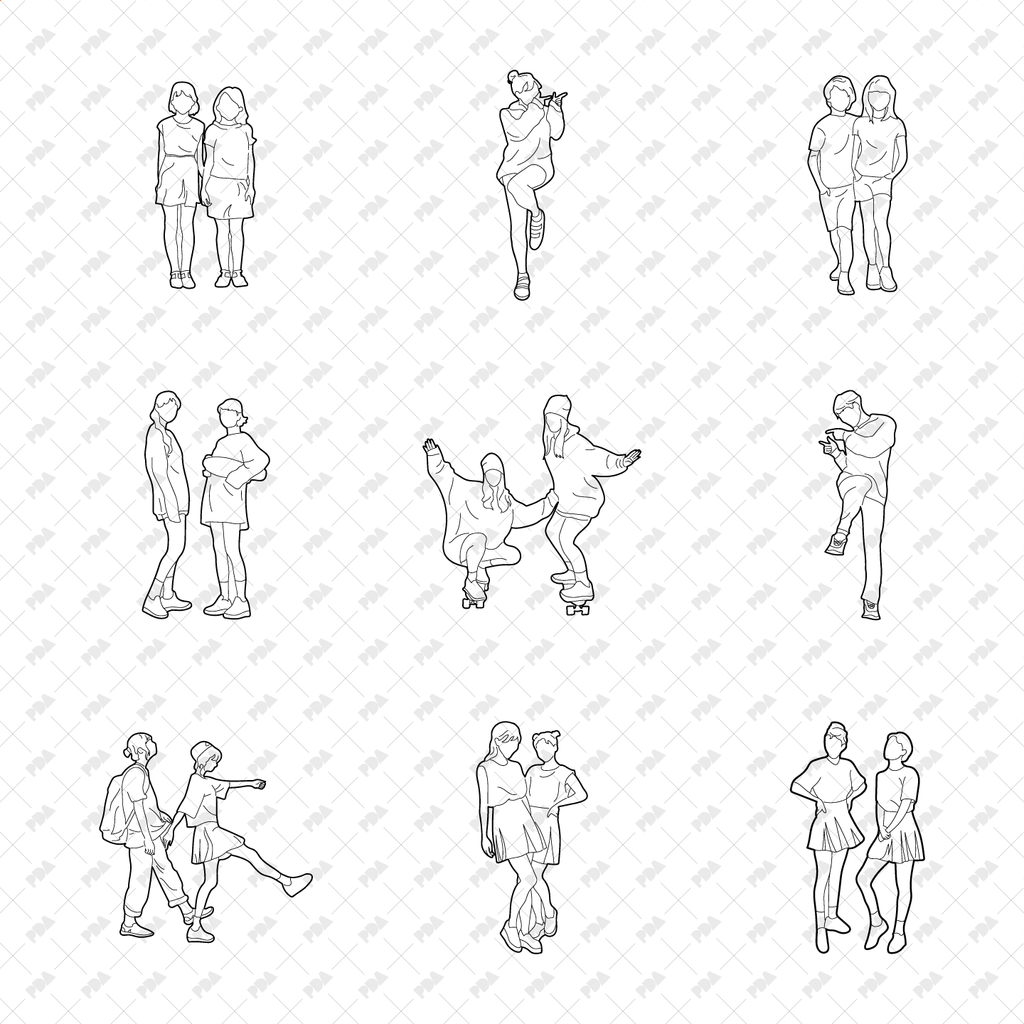 CAD & Vector Teenagers: Line-Art Illustrations