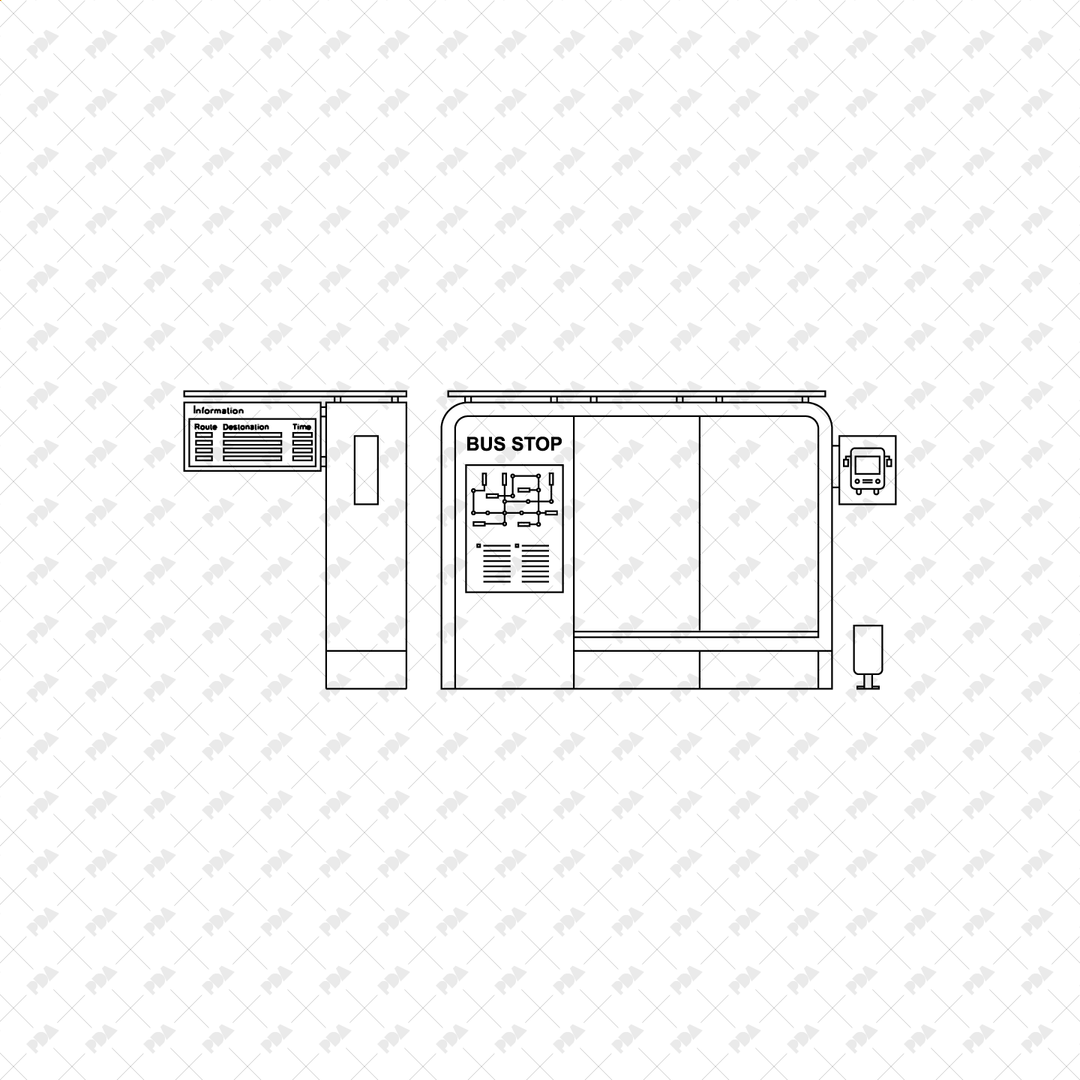 CAD, Vector Bus Stops in Front and Side Views
