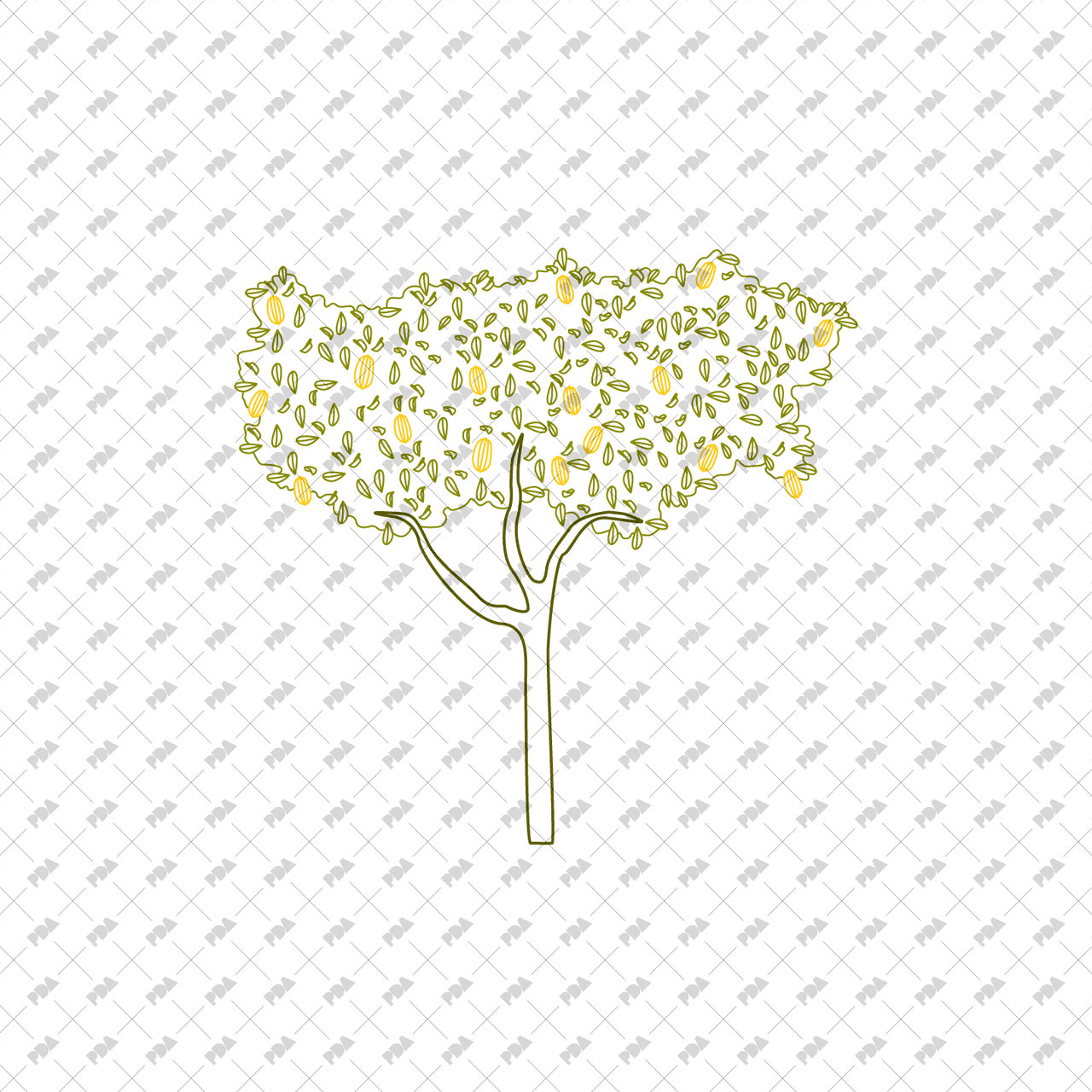 CAD, Vector Fruit Trees in Color and B/W