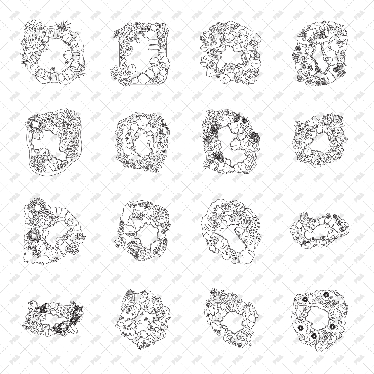 CAD, Vector, PNG Pond Landscapes in Top View