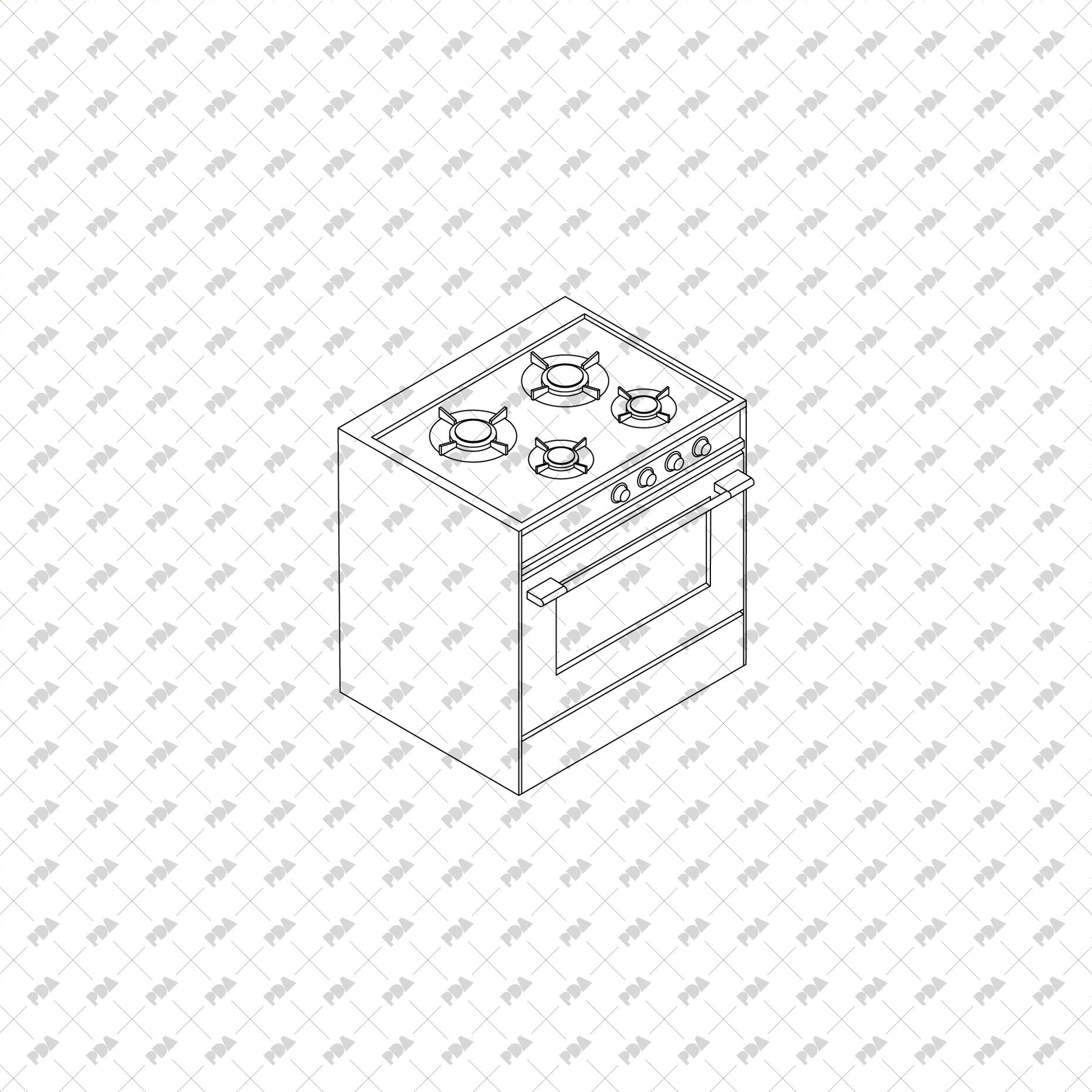 CAD, Vector Isometric Kitchen Furniture Set