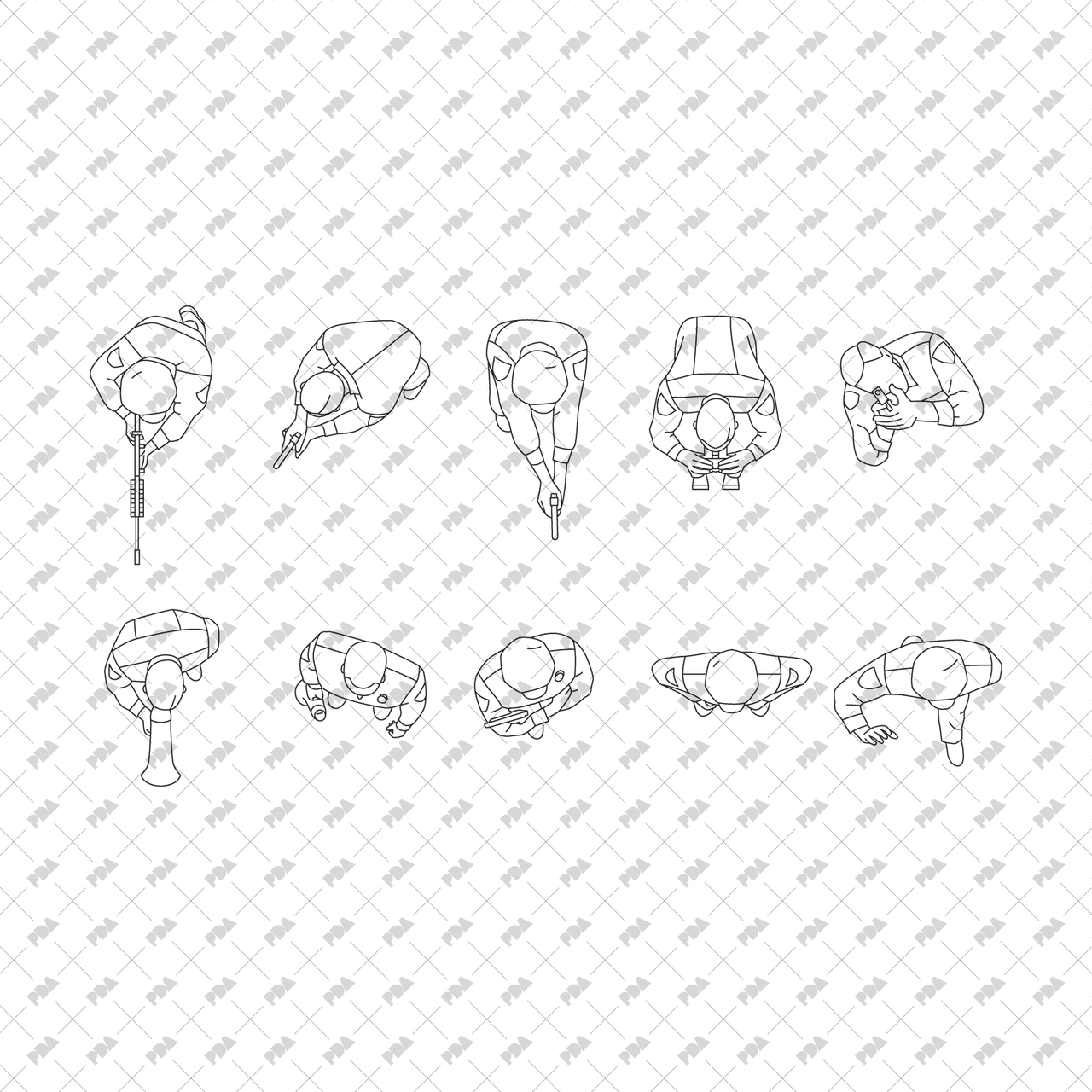CAD, Vector People in Top View