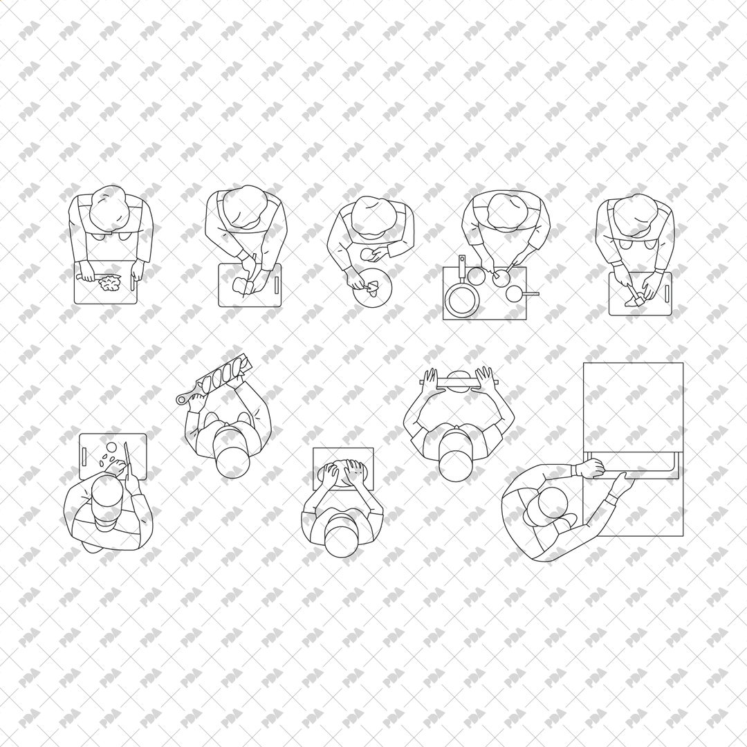 CAD, Vector People in Top View