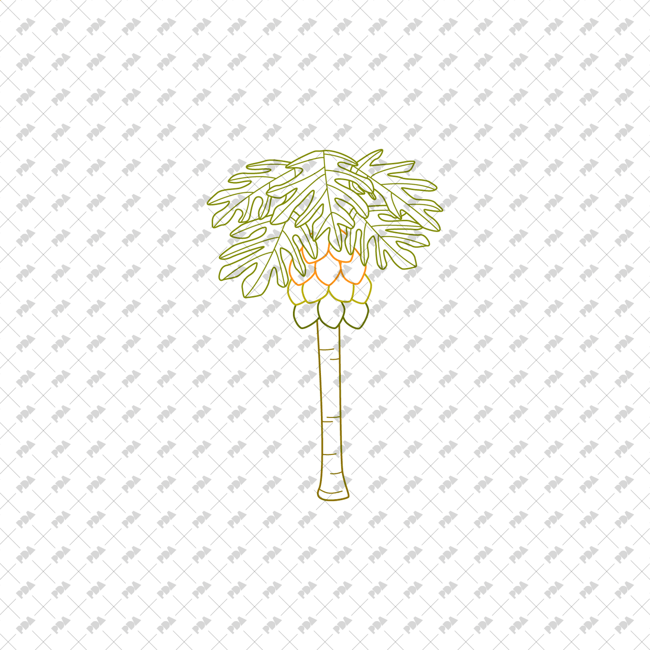 CAD, Vector Fruit Trees in Color and B/W