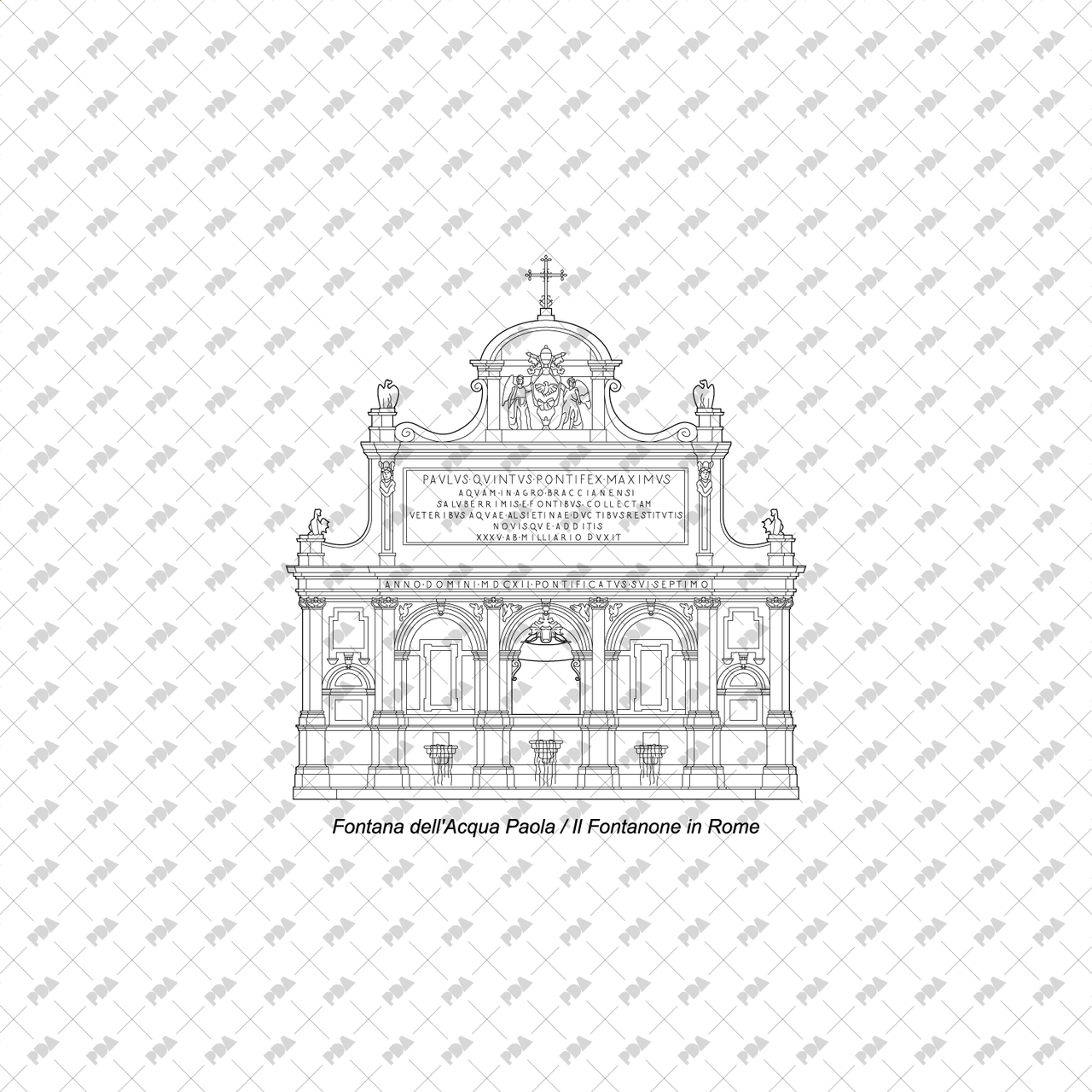 CAD Vector Line-Art Fountains for Architecture