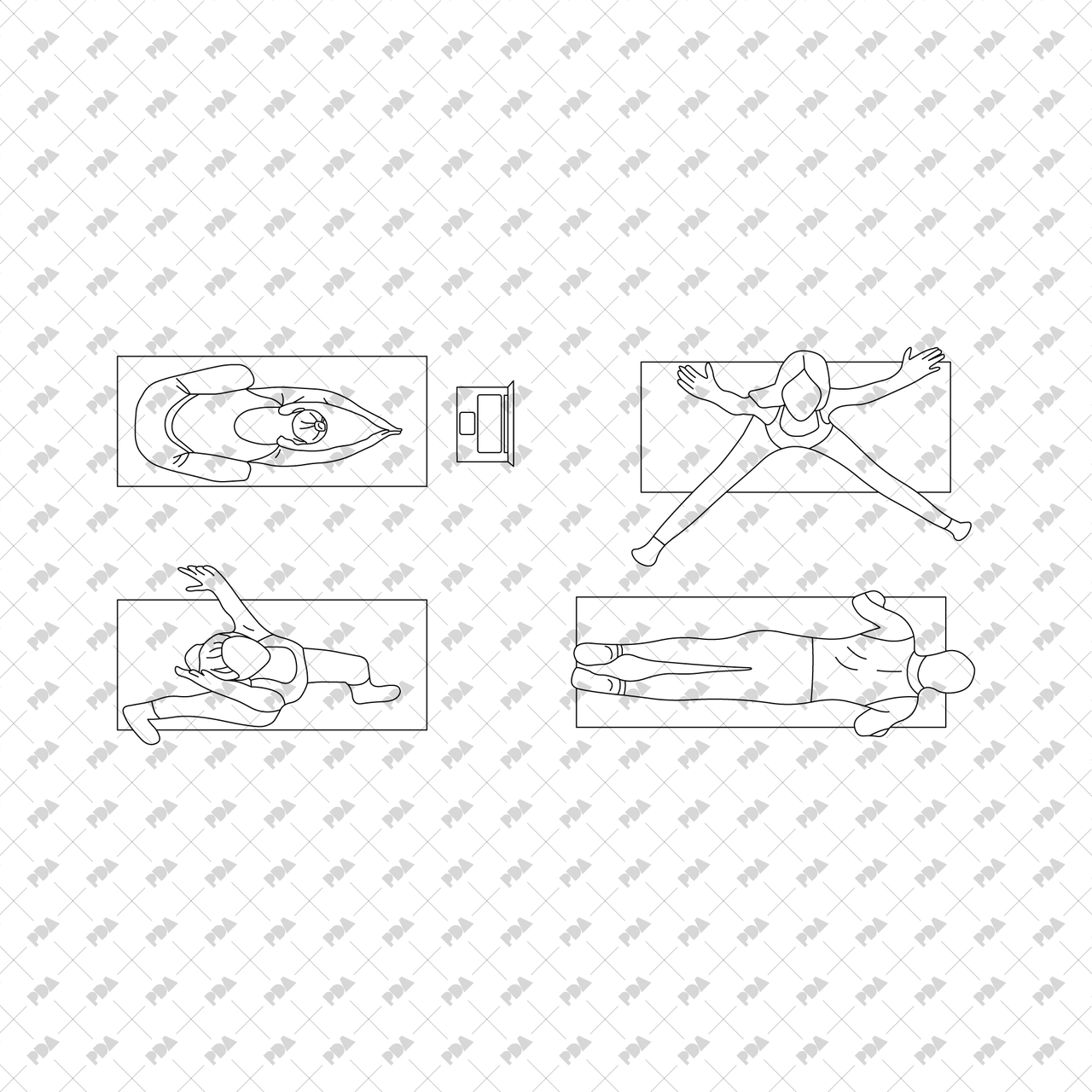 CAD, Vector Home Life Characters in Plan View Multi-Pack (Top view)