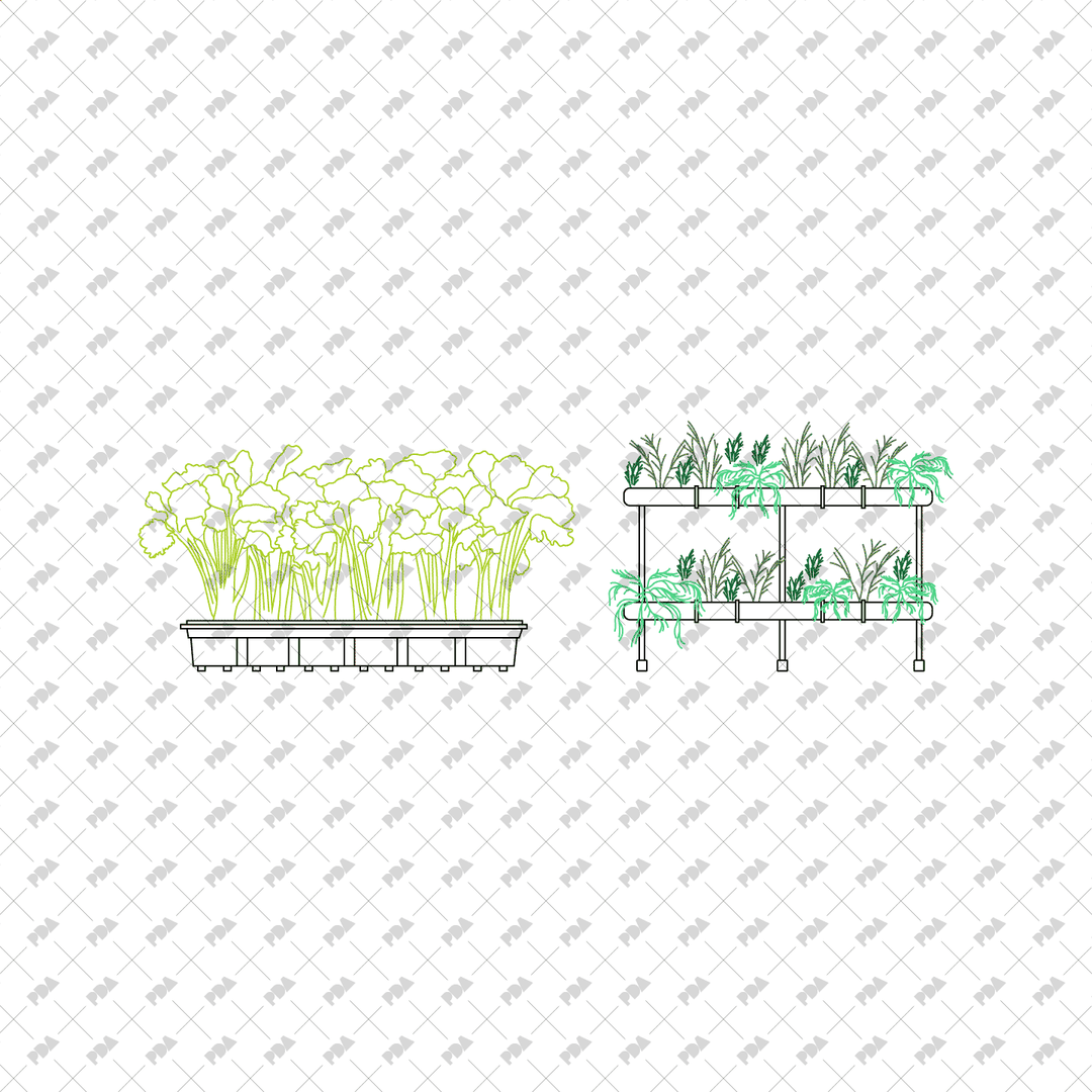 CAD, Vector, PNG Hydroponic Plants in Color and B/W