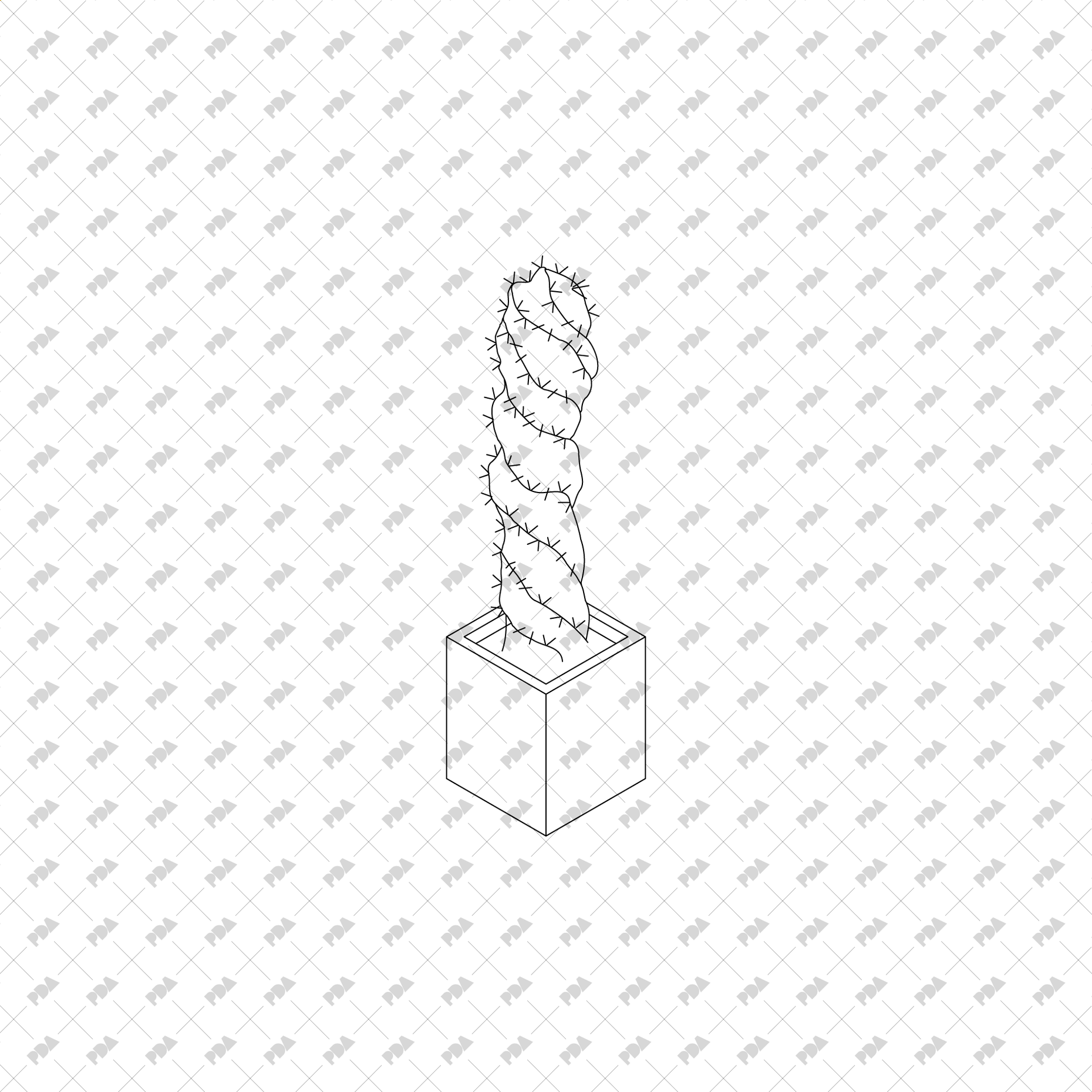 CAD, Vector, PNG Isometric Cactuses in Planters