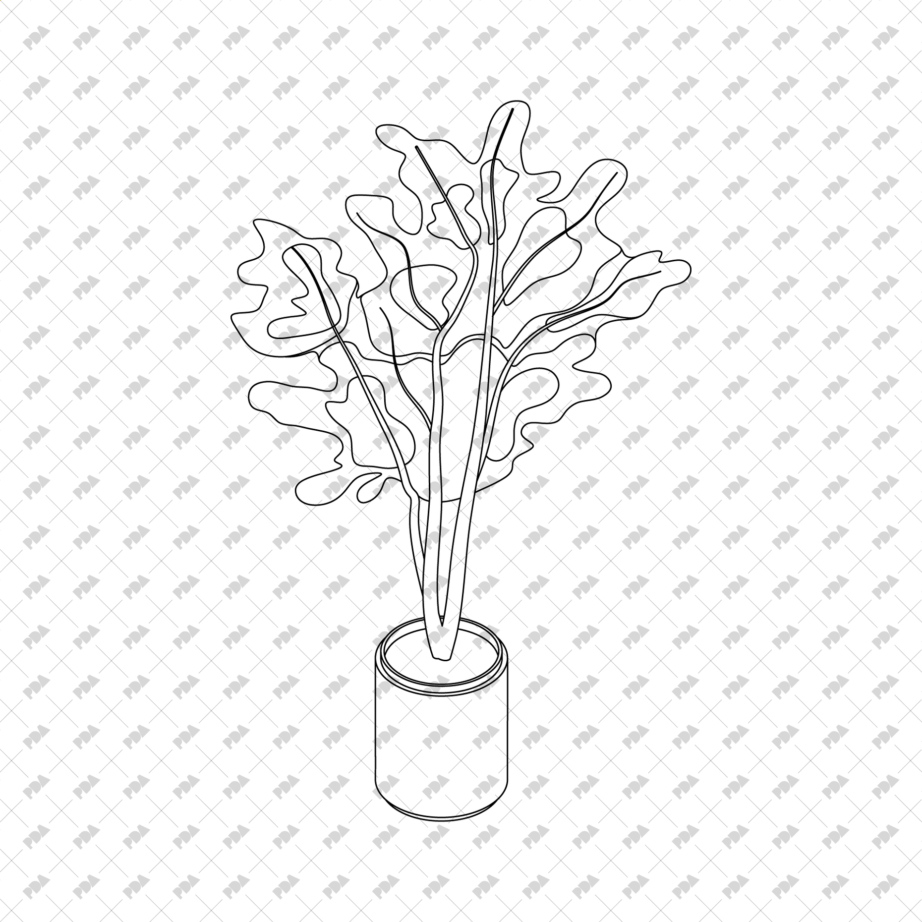 CAD, Vector, PNG Isometric Plants and Trees in Planters
