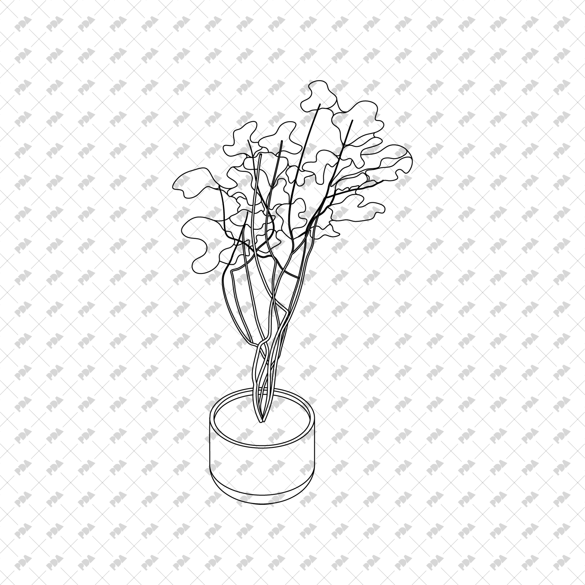 CAD, Vector, PNG Isometric Plants and Trees in Planters