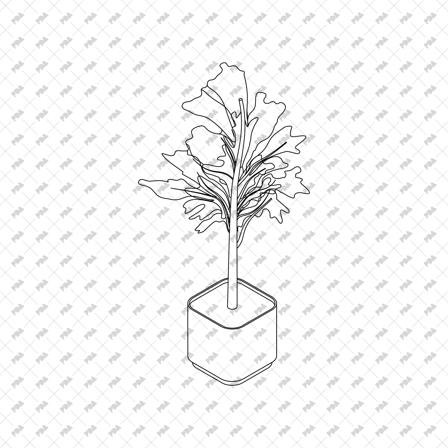 CAD, Vector, PNG Isometric Plants and Trees in Planters