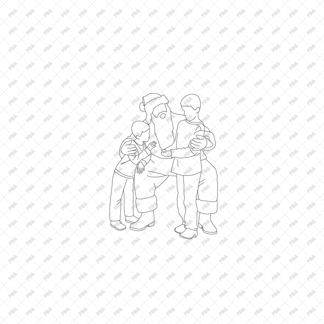 CAD, Vector, and PNG People in Winter and Christmas Activities, Front