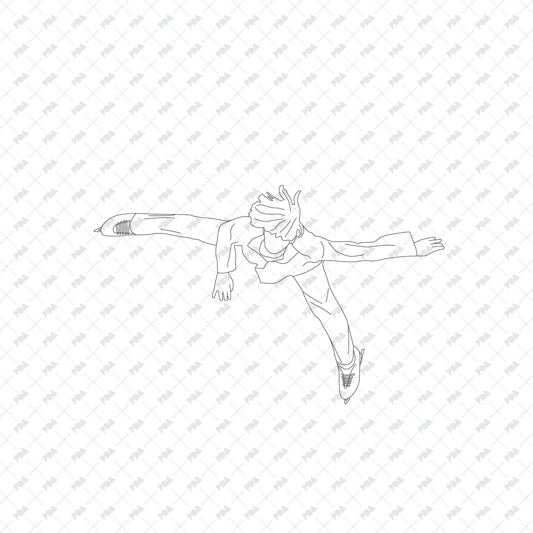 CAD, Vector, PNG Ice Skating Characters in Top View