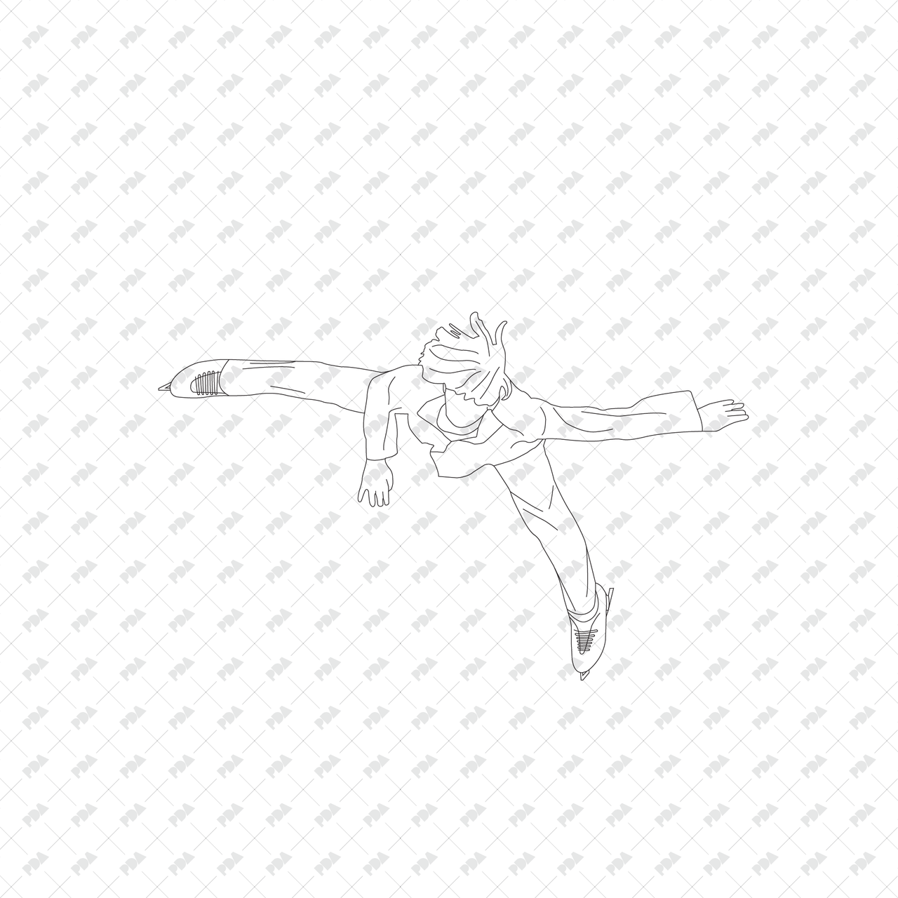 CAD, Vector, PNG Ice Skating Characters in Top View