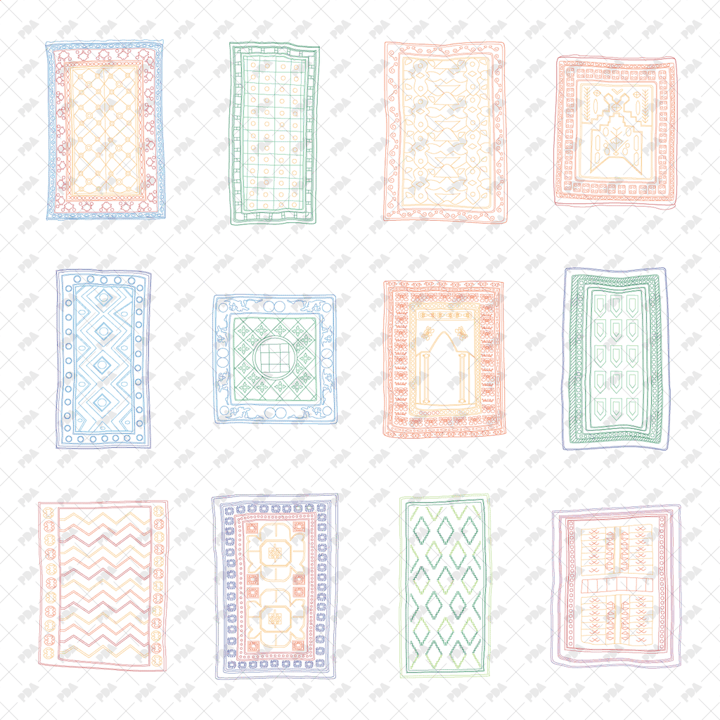 CAD, Vector, PNG Carpets and Rugs in Color and B/W