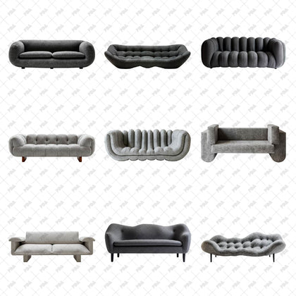 PNG Modern Grey Sofas for Architectural Drawings