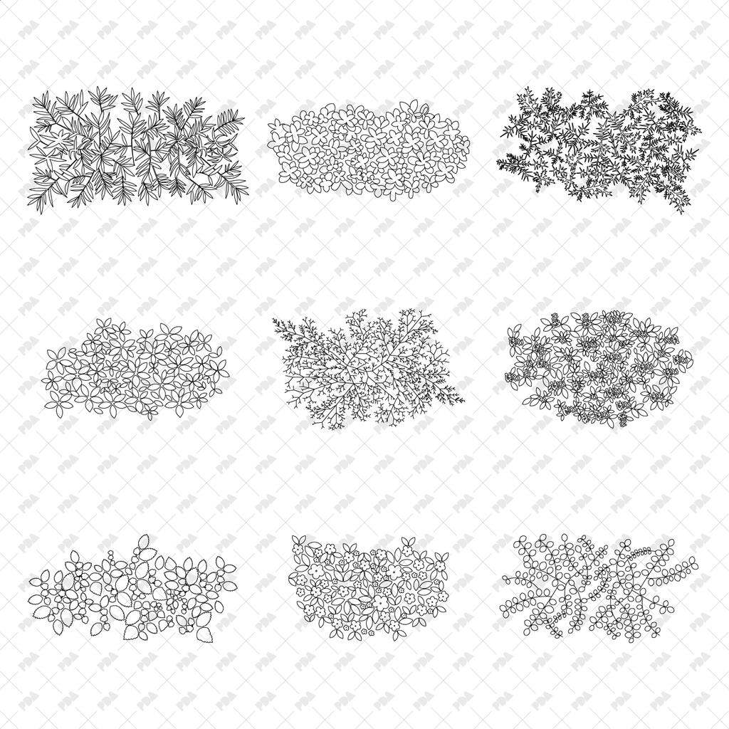 CAD, Vector Bushes in Top View