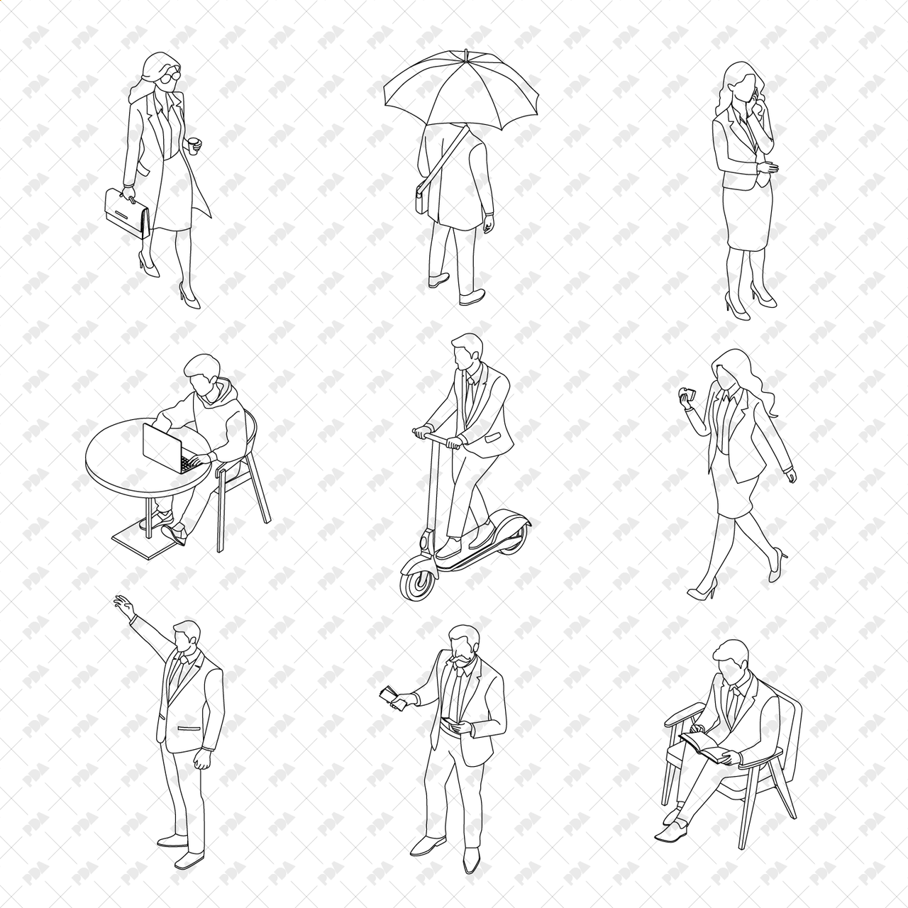 CAD, Vector Isometric Business Characters – Post Digital Architecture