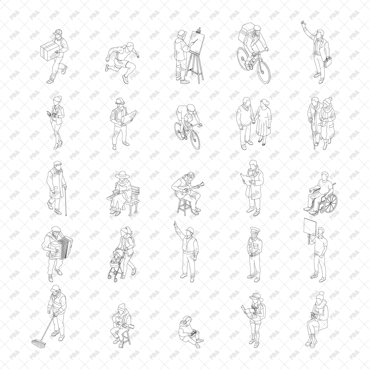 CAD, Vector, PNG Isometric Urban People – Post Digital Architecture