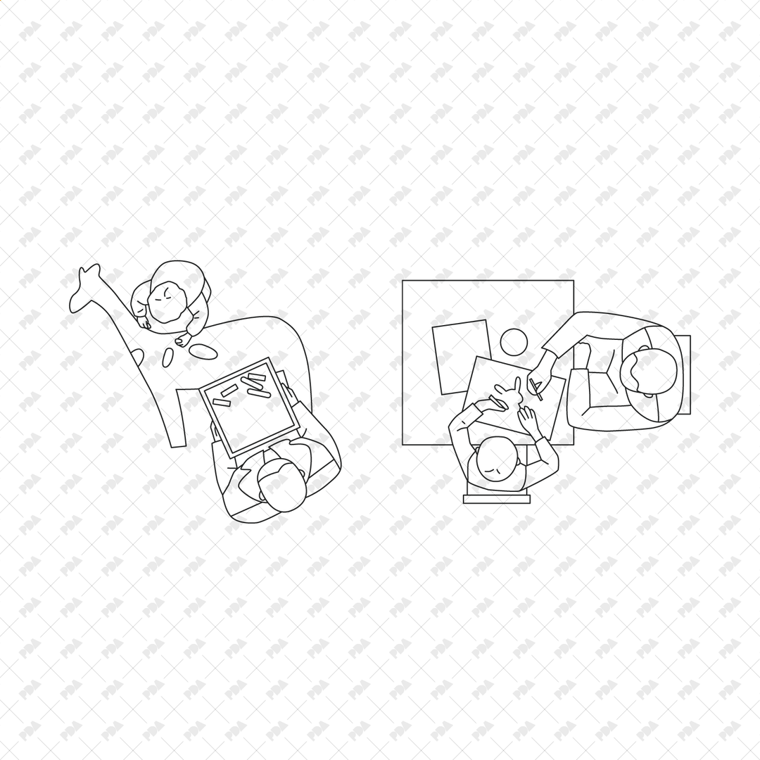 CAD, Vector School and Kindergarten in Top View