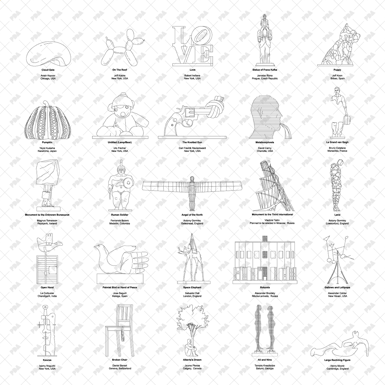 CAD, Vector Public Art Sculptures and Installations