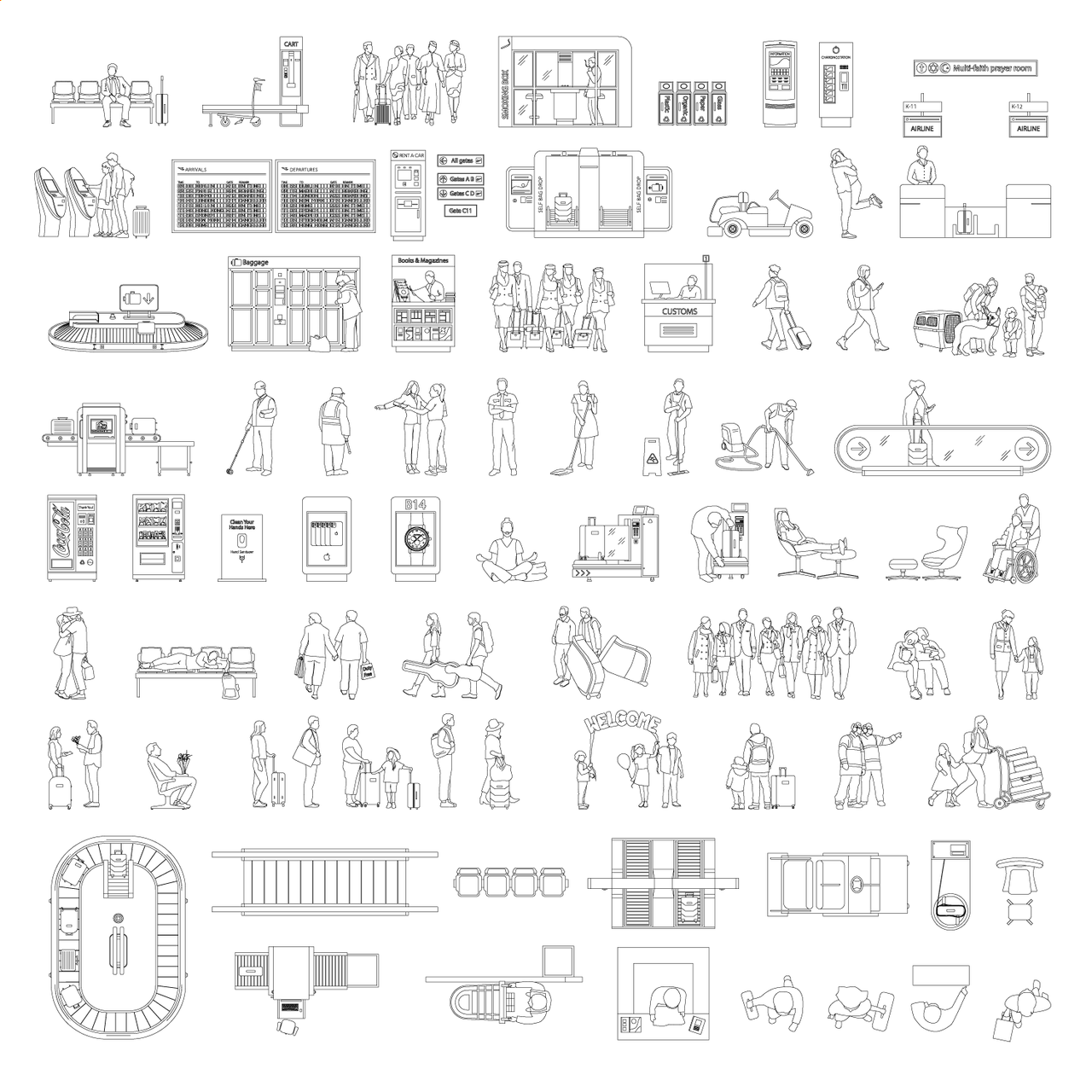 CAD, Vector All You Need for Coffee Shop Design (Side View)